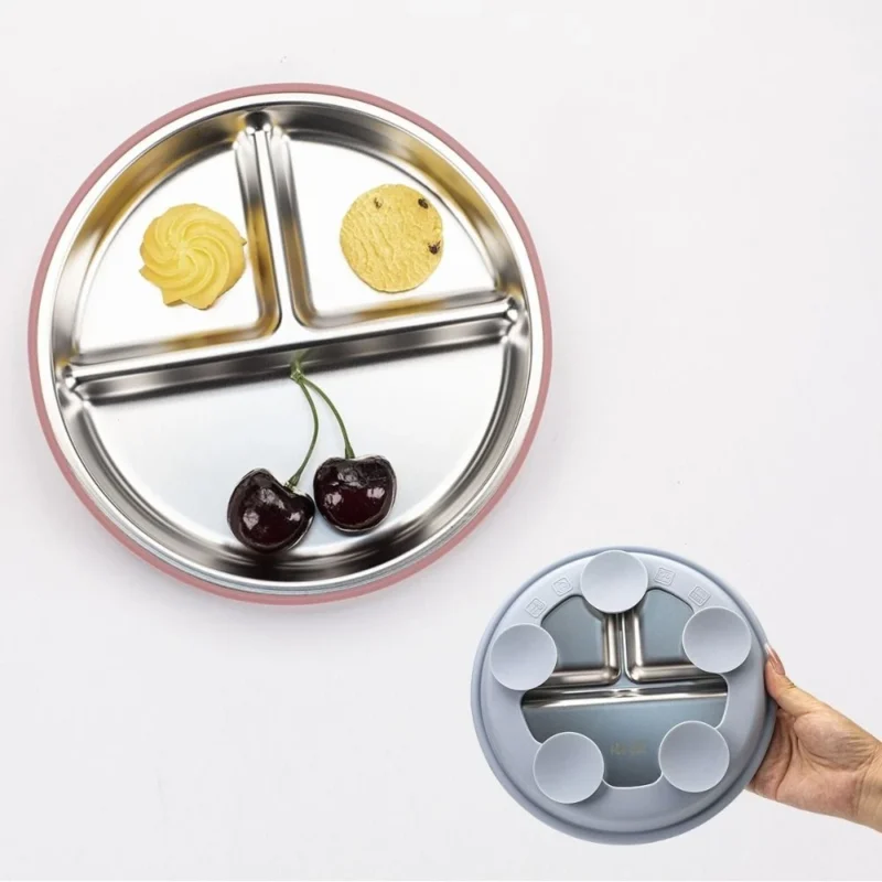 Assiette bébé inox ventouse – Antidérapante, saine & durable