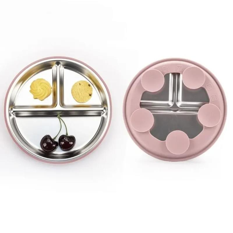 Assiette bébé inox ventouse – Antidérapante, saine & durable