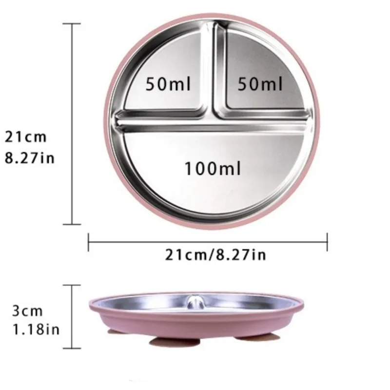 Assiette bébé inox ventouse – Antidérapante, saine & durable